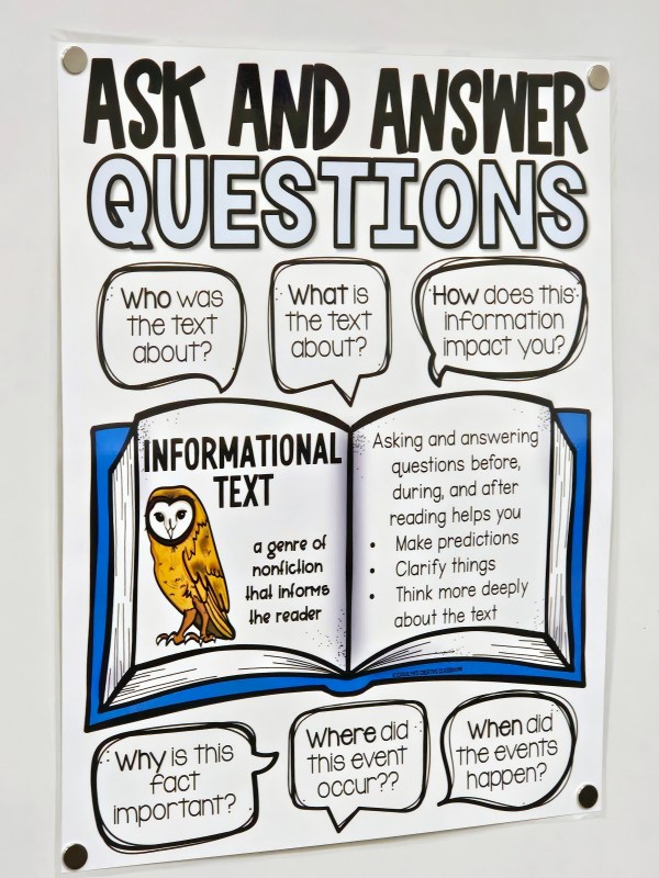 Ask and Answer Questions Anchor Chart [Hard Good] – Option #1 ...