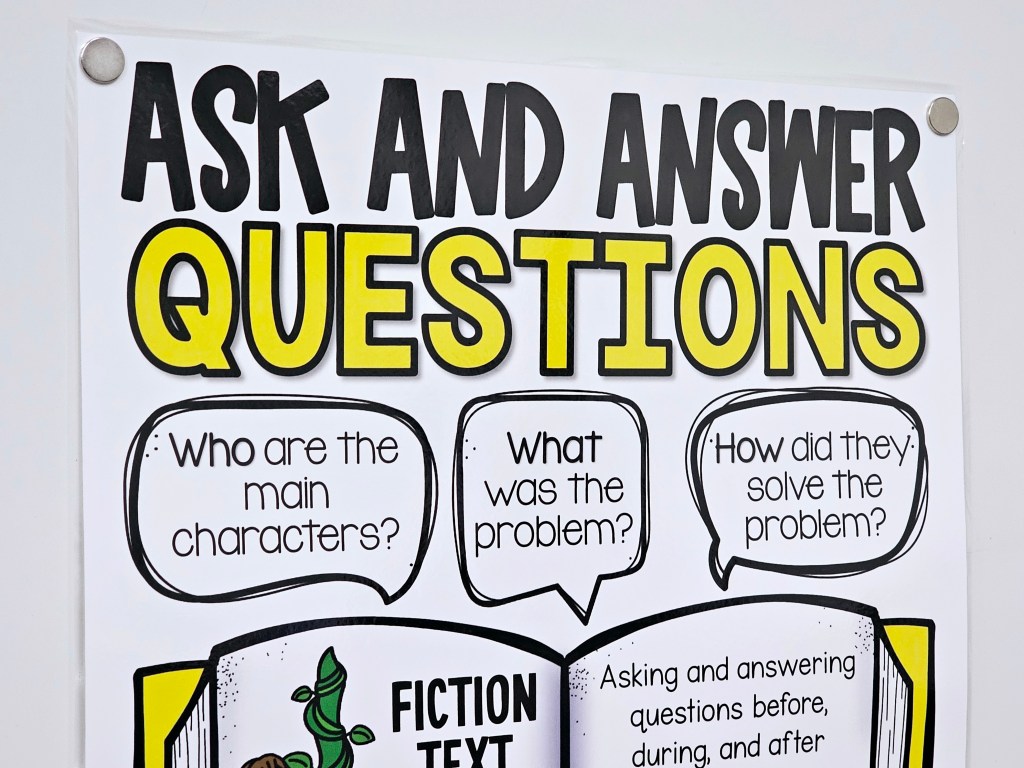 Ask and Answer Questions Anchor Chart [Hard Good] – Option #2 Fiction Text
