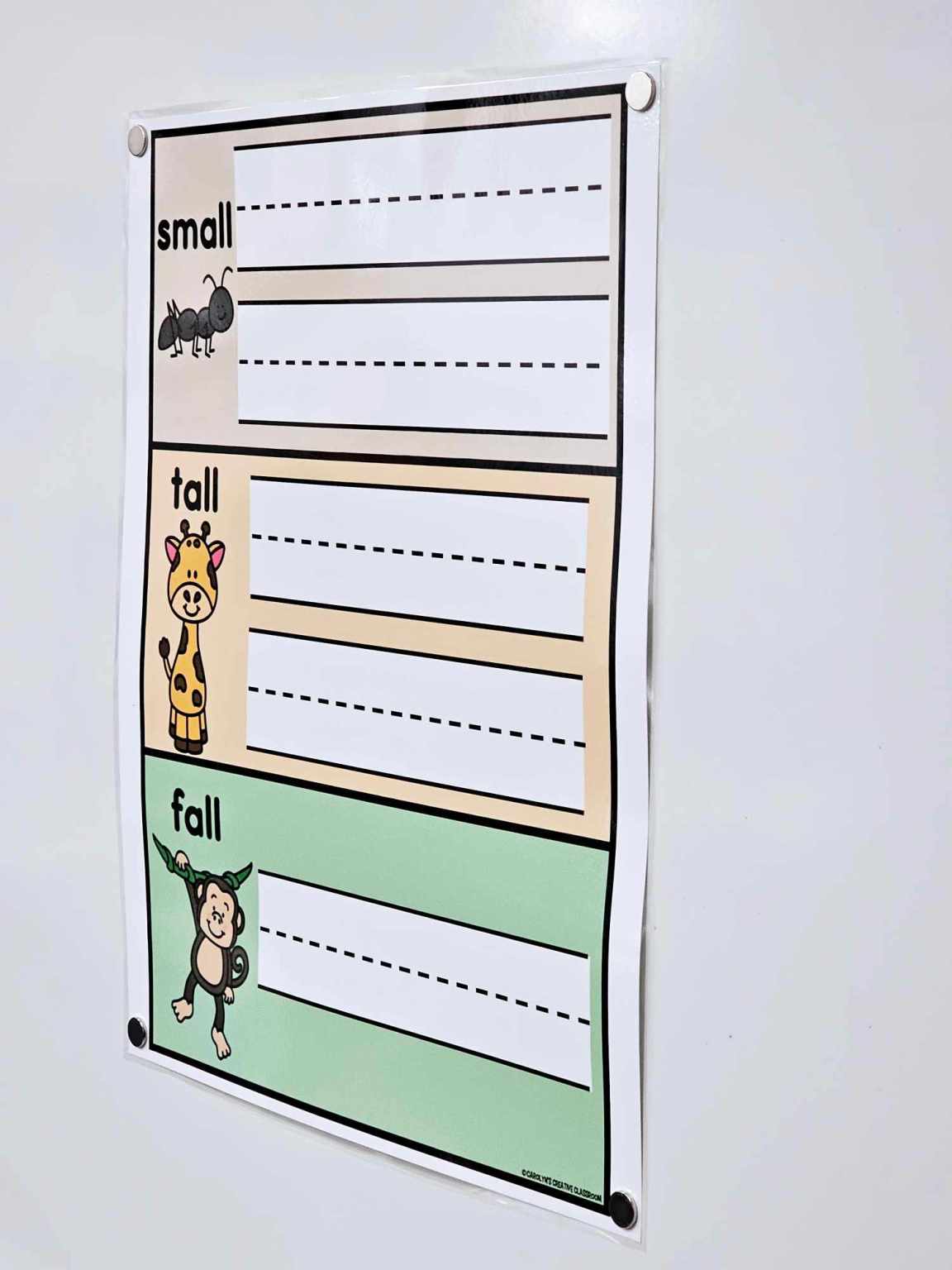 Small Tall Fall (MONKEY) Anchor Chart [Hard Good] – Option #6 Blank ...