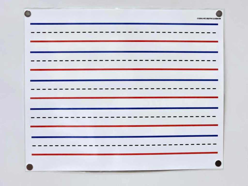 Writing Lines Anchor Chart [Hard Good] – Option 3 Horizontal Blue and Red