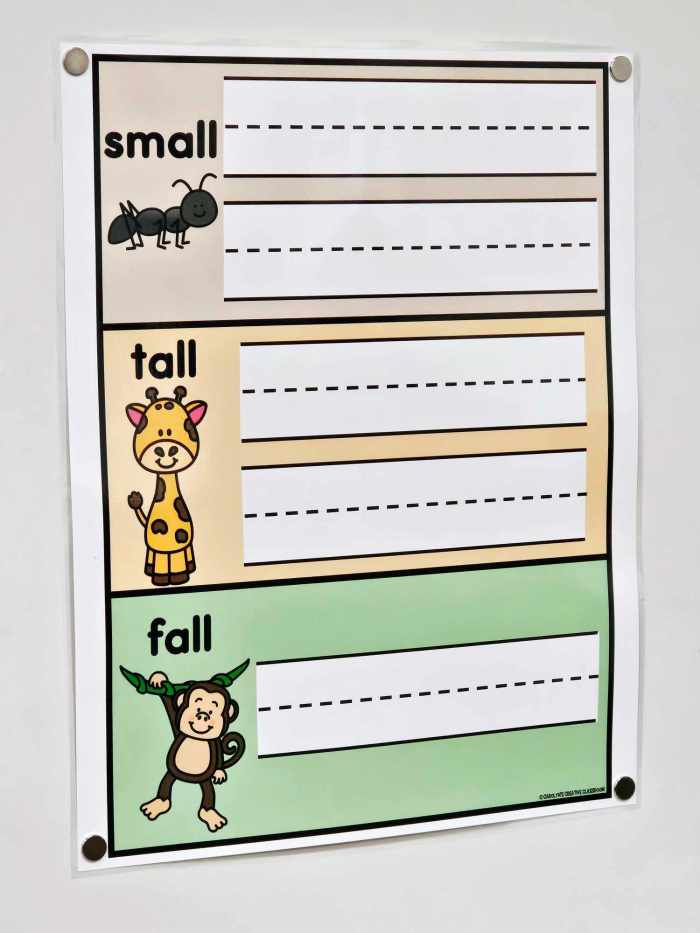 Small Tall Fall (MONKEY) Anchor Chart [Hard Good] – Option #6 Blank ...