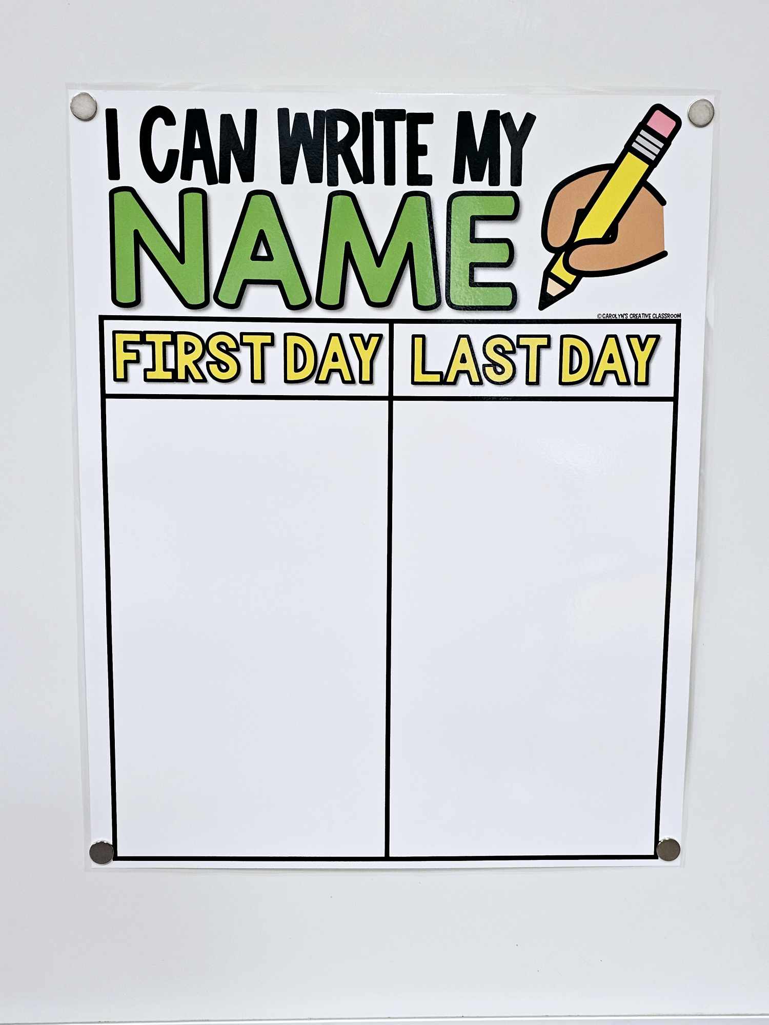 I Can Write My Name Anchor Chart [Hard Good] – Option #1
