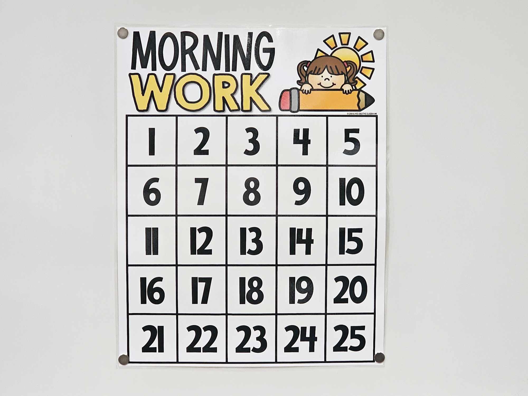 Morning Work Anchor Chart [Hard Good] – Option 1 (Number to 25)