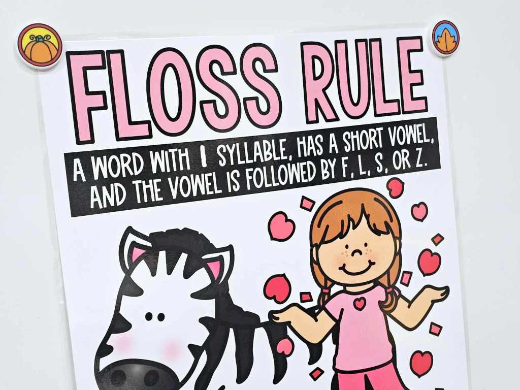 Floss Rule (-ff, -ll, -ss, -zz) Anchor Chart [Hard Good] – Option #5 ...