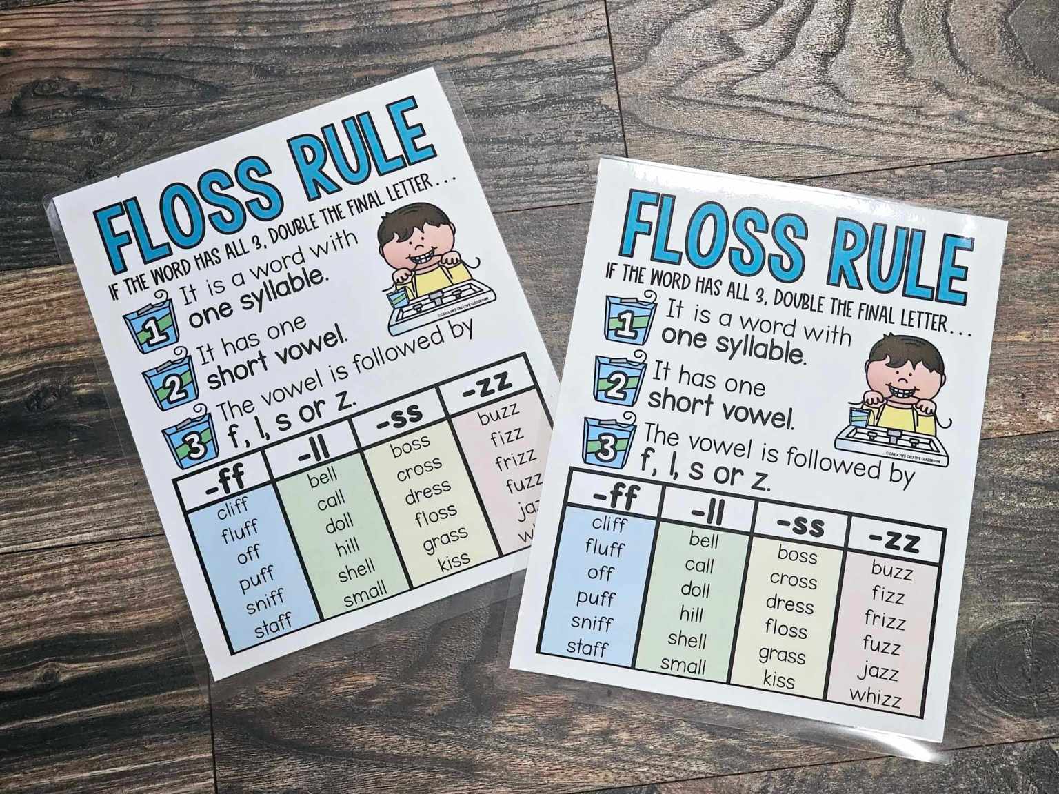 MINI Anchor Charts: Floss Rule – Option #4