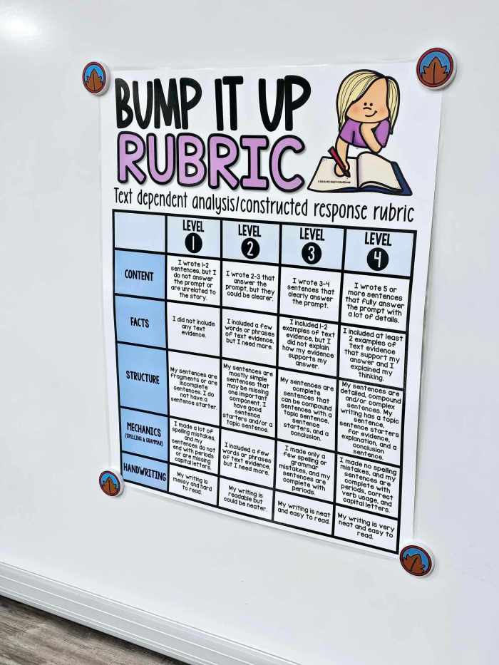 Bump It Up Rubric Anchor Chart [Hard Good] – Option #1 (Personal Request)