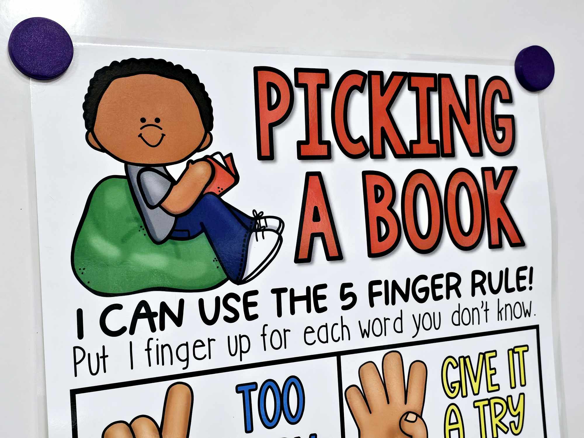 5 Finger Rule – Picking out a Book Anchor Chart [Hard Good] – Option #1 ...