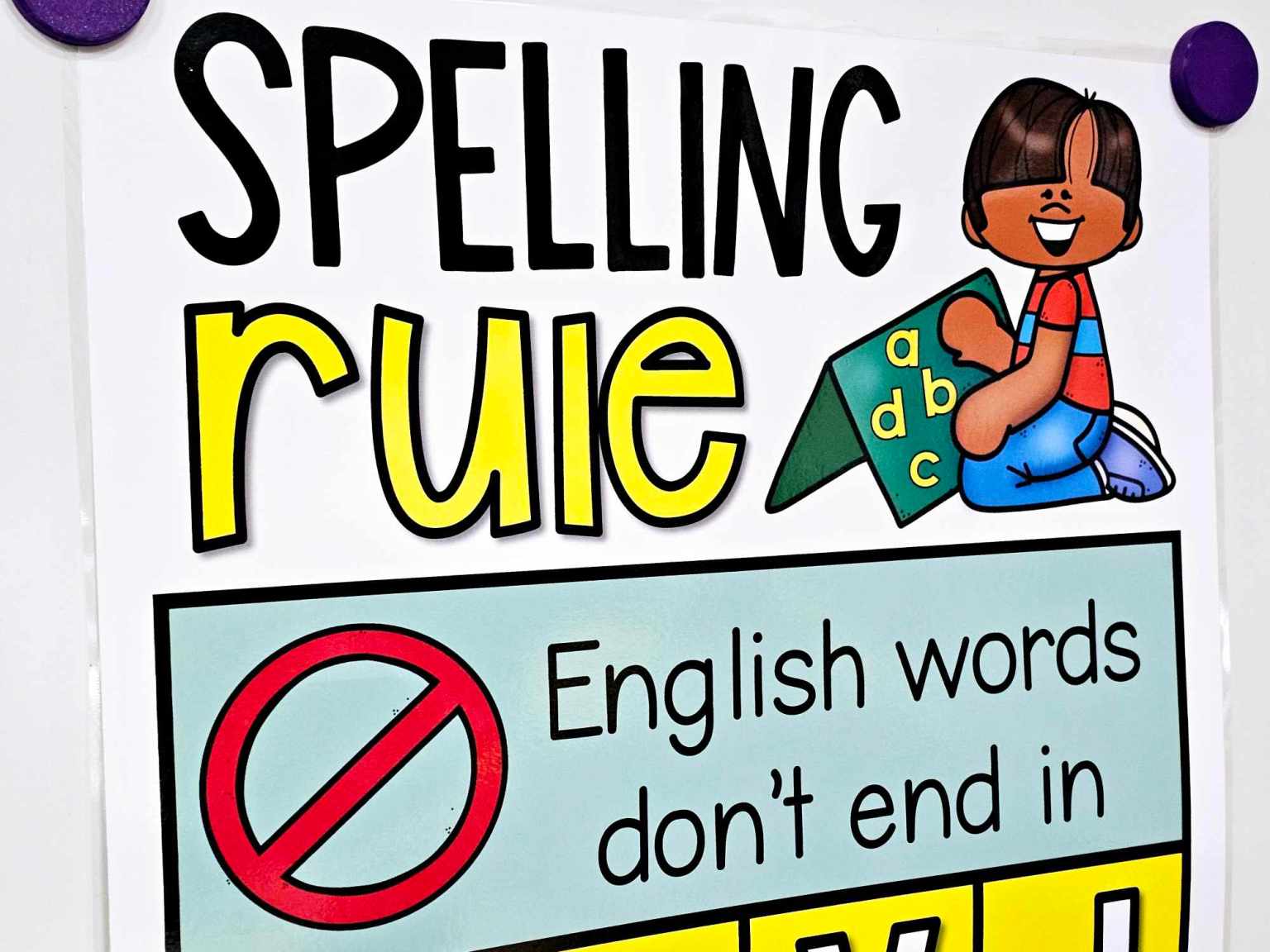 Spelling Rule – English words don’t end in /i/ /u/ /v/ /j/ Anchor Chart ...