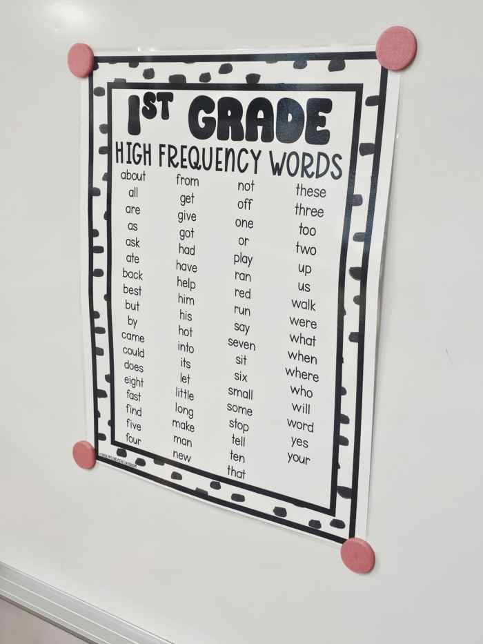 First Grade High Frequency Words Chant Anchor Chart [Hard Good ...