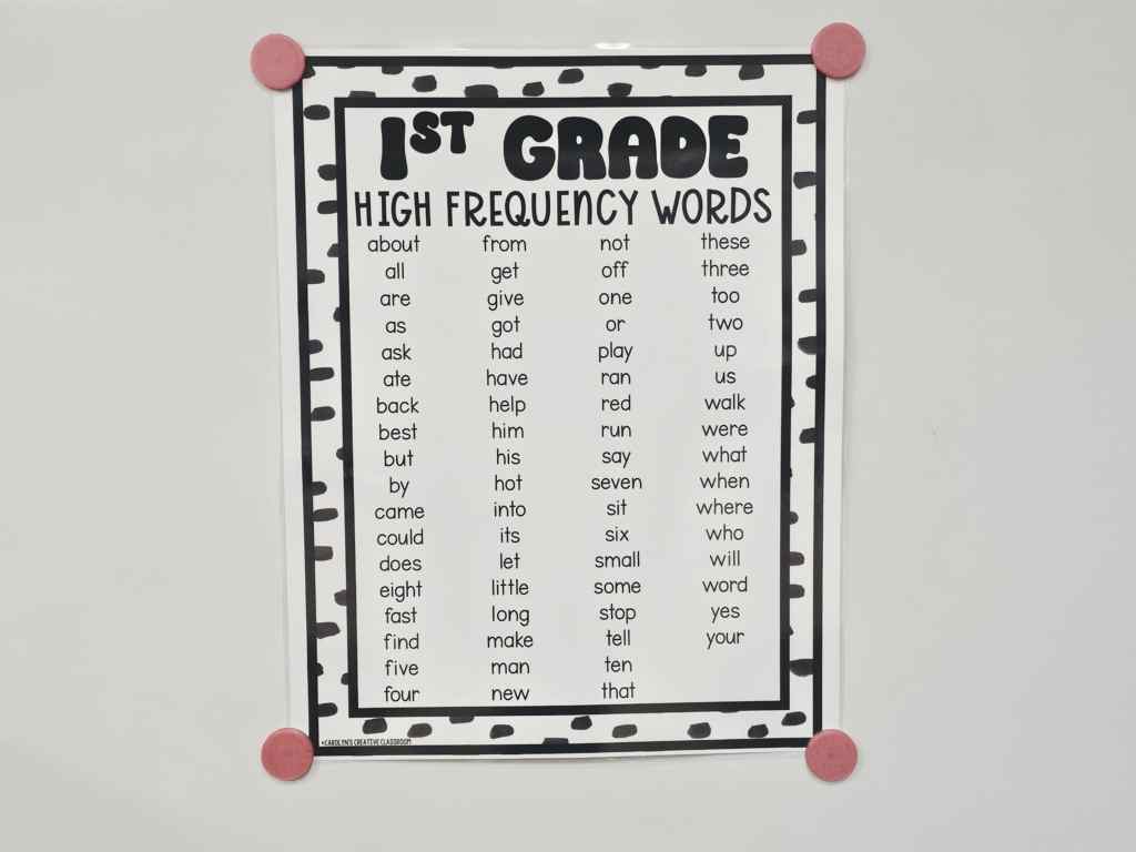 First Grade High Frequency Words Chant Anchor Chart [Hard Good ...