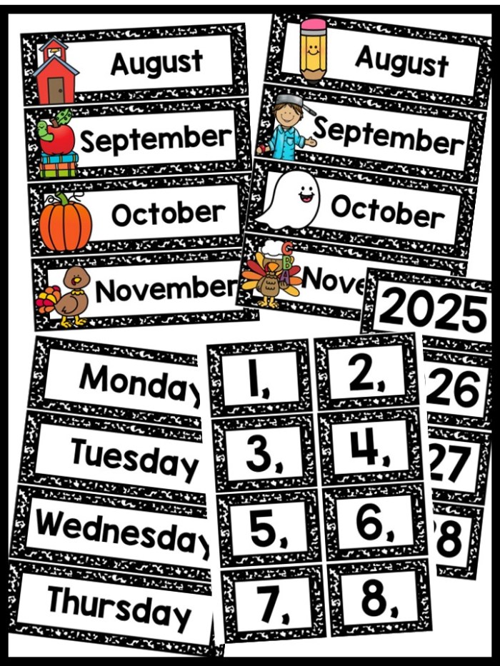 Flip Calendar – Use with Magnetic Curtain Rod (Theme: Composition Notebook)